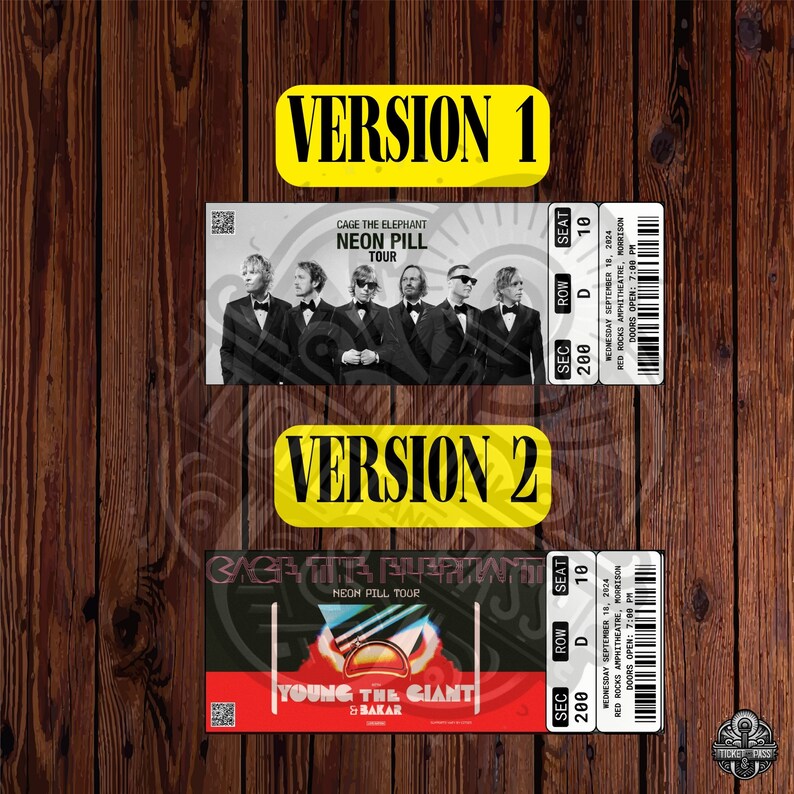 Printable Cage the Elephant Ticket Neon Pill Tour Personalized Music ...