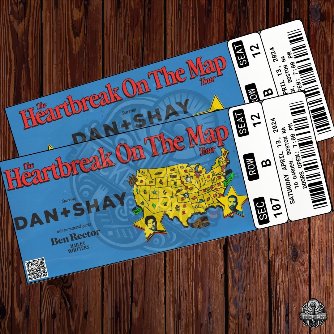 Printable Dan Shay Ticket,heartbreak on the Map Tour ,music Concert ...