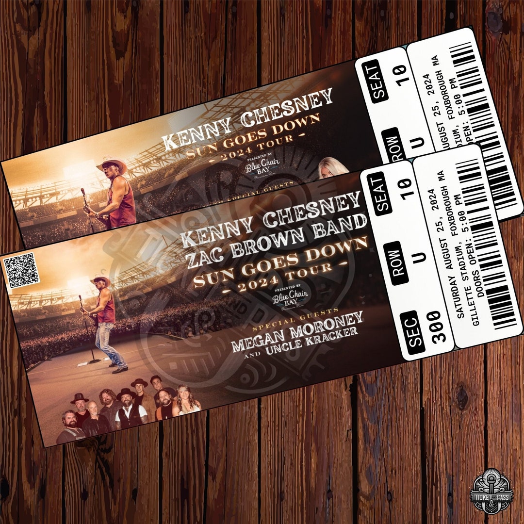 Printable Kenny Chesney Ticket Sun Goes Down Tour,music Concert Show ...