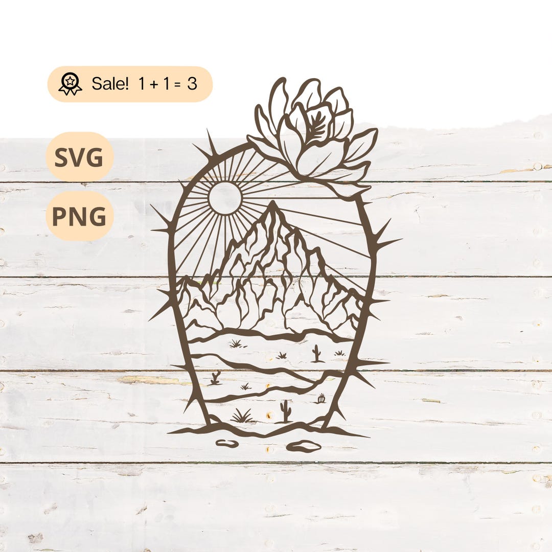 Cactus Landscape SVG PNG, Cactus Svg, Succulent SVG, Plant Svg, Desert ...