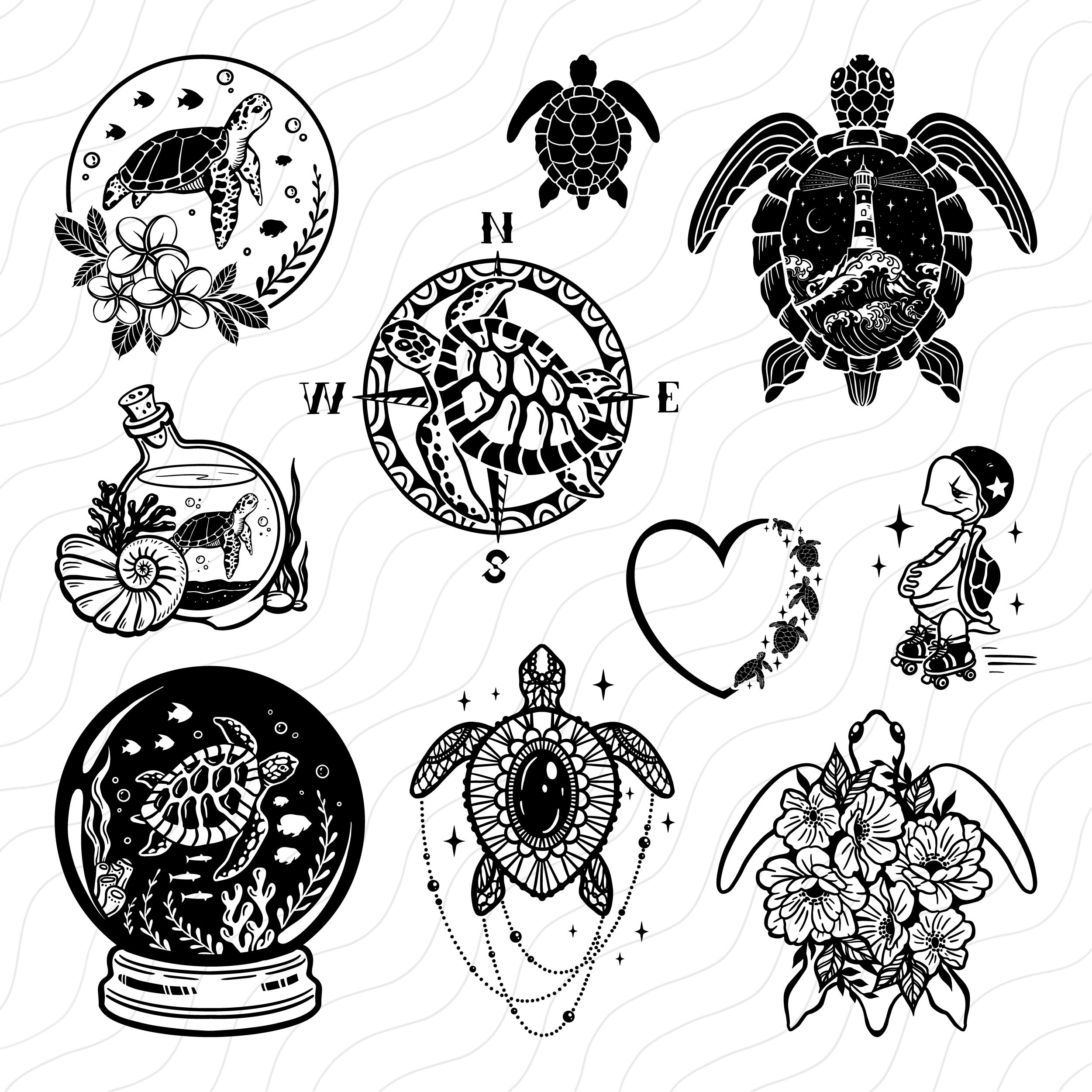 40 Sea Turtle Procreate STAMPS Turtle Procreate Brushes - Etsy