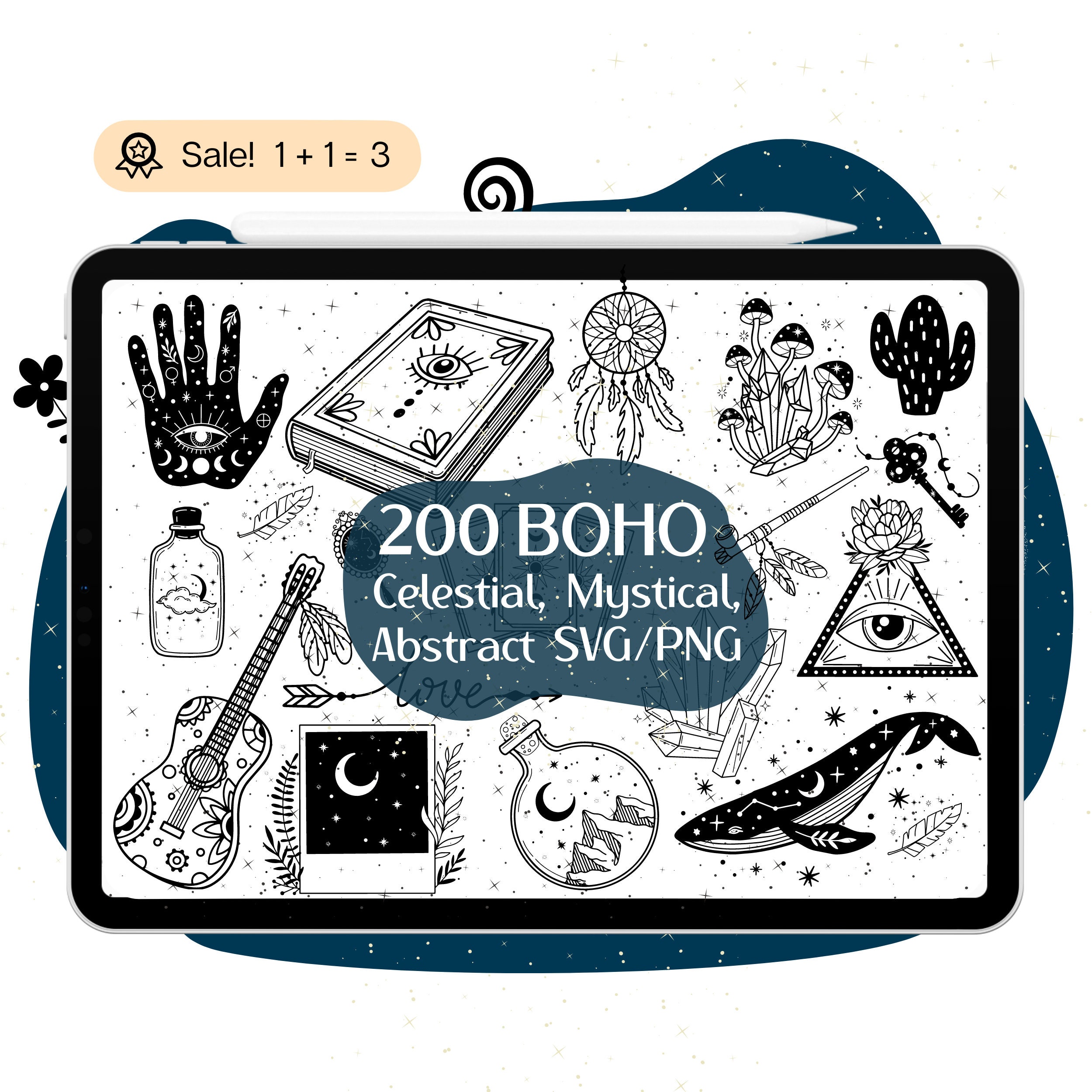 Boho Celestial SVG Bundle, 200 Celestial SVG, Celestial File for Cricut ...