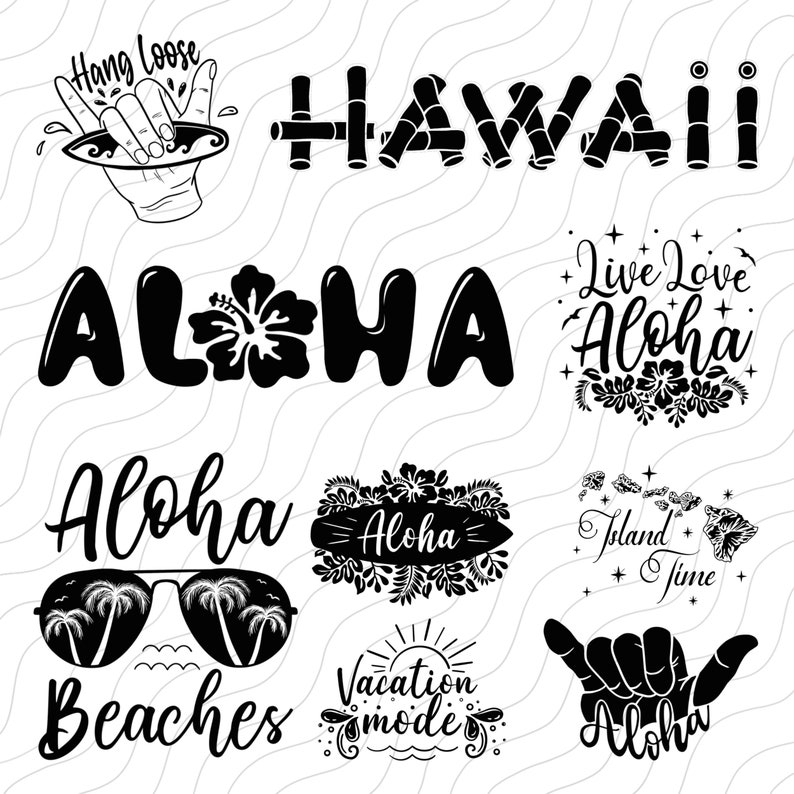 50 Hawaii SVG, Hawaiian SVG Bundle, Hawaiian Quotes Signs, Aloha SVG ...