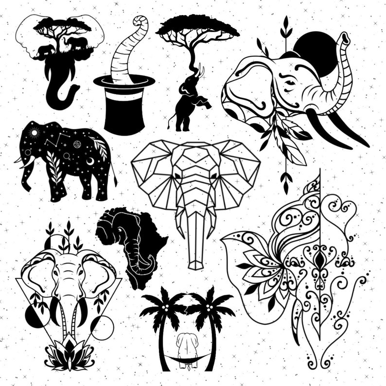 Elephant SVG Bundle, Safari Animal Clipart (50 PNG + SVG) - Etsy
