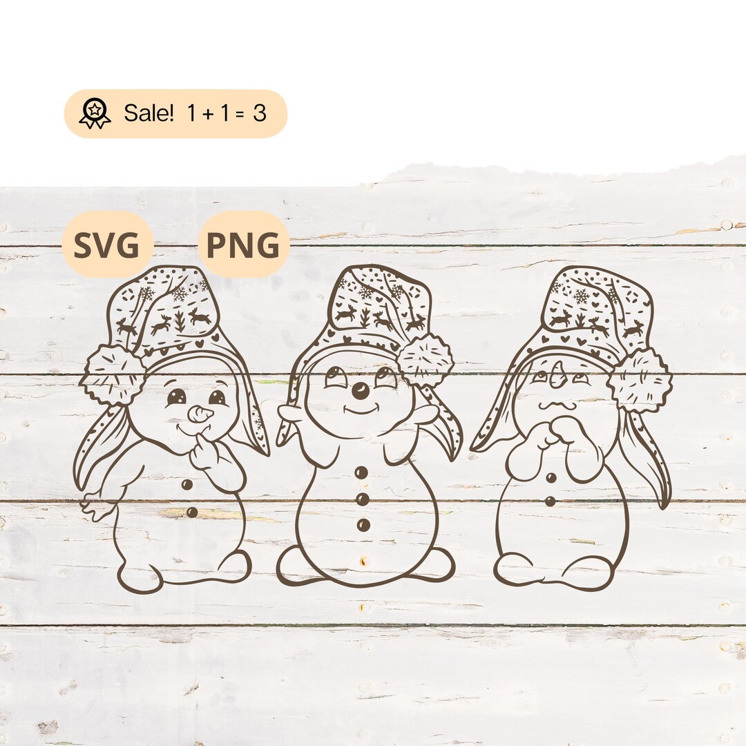 Three Cute Snowmen SVG PNG, Snowman Svg, Snow Svg, Winter Svg, Winter ...