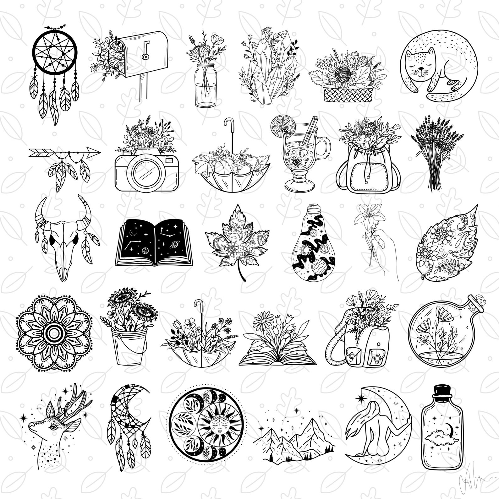 Tattoo SVG Bundle Huge, 200 Tattoo Design SVG, Temporary Tattoo Women ...