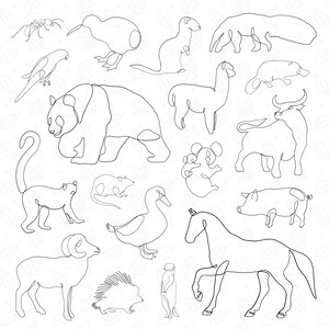100 Line Art Animals SVG Bundle, Minimalist Animal Graphics (SVG, PNG ...