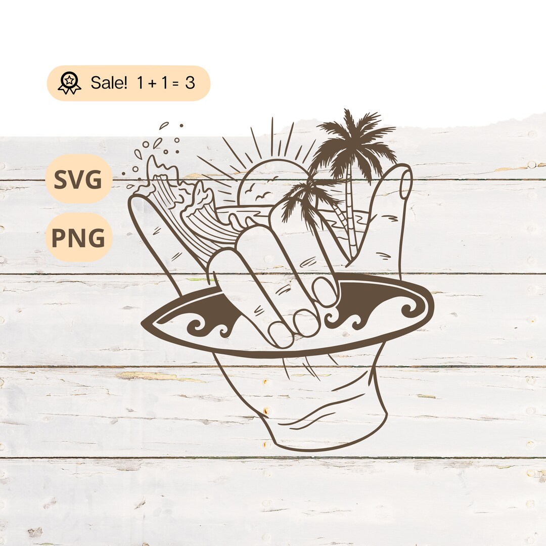 Shaka Hand SVG PNG, Hang Loose Svg, Hawaiian Svg, Wave Svg, Beach Scene ...