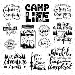 100 Camping Procreate STAMPS, Camping STAMPS, Camping Quotes, Camp ...