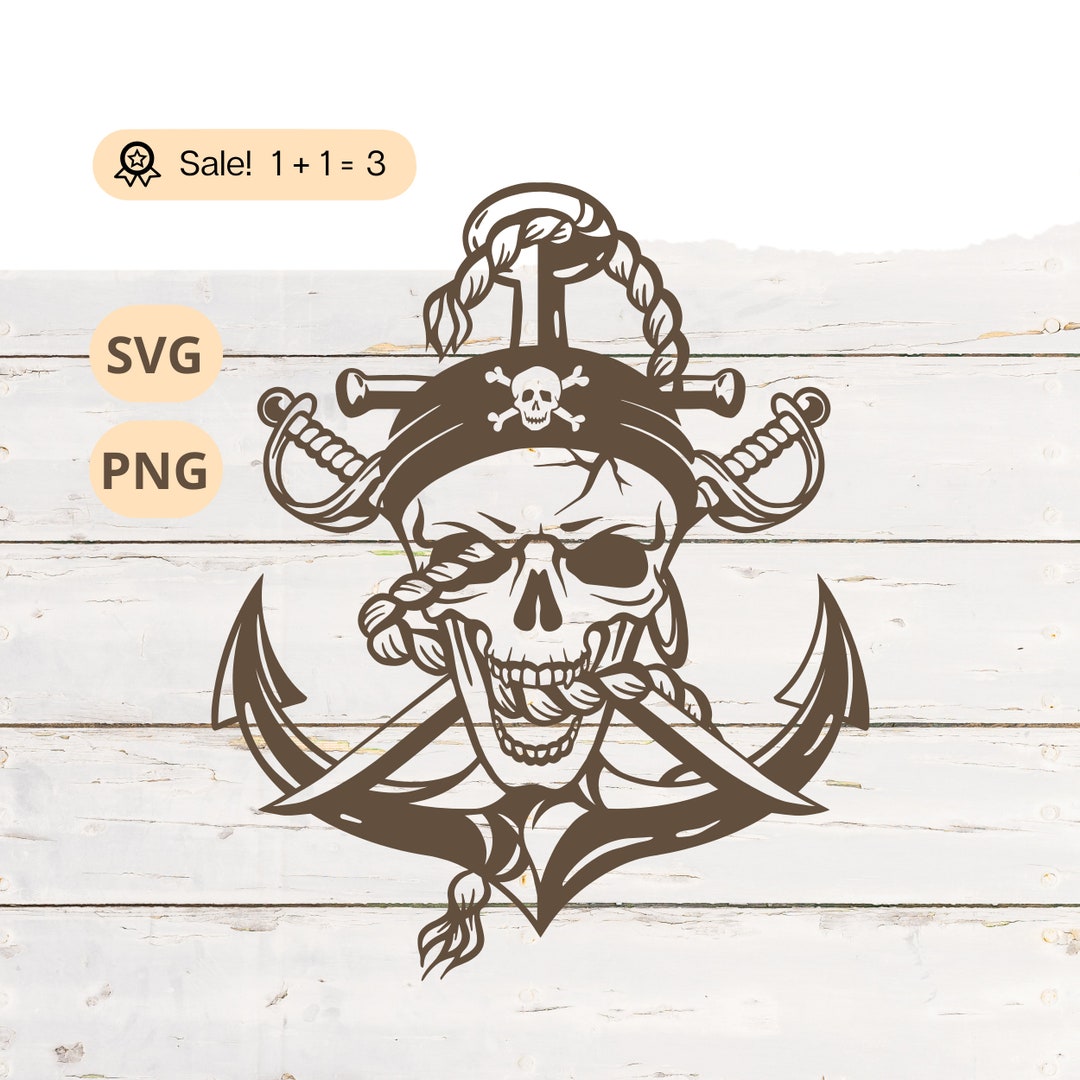 Anchor Pirate Skull SVG PNG, Pirate Svg, Anchor Svg, Skull Svg ...