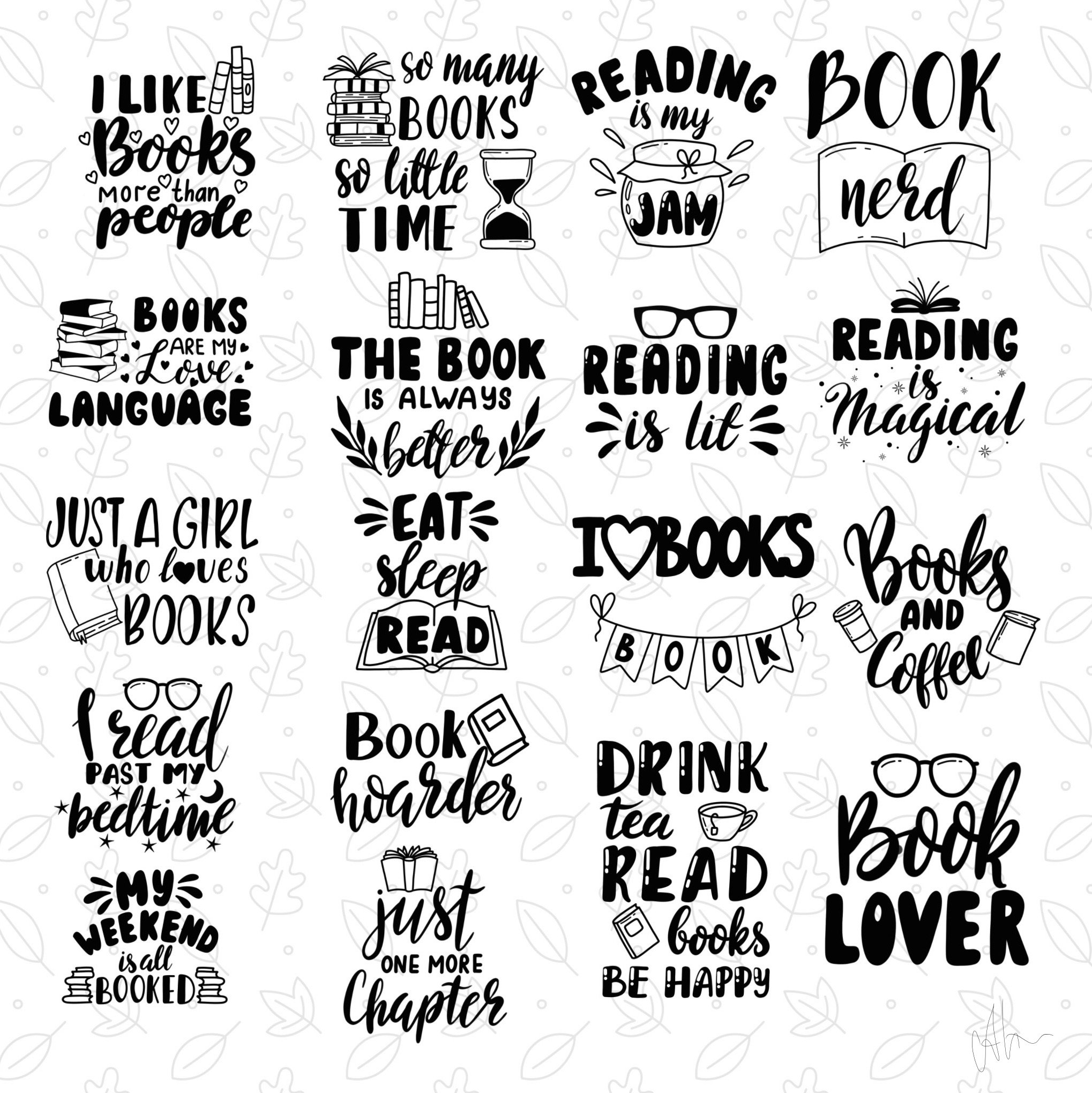 Book Lover SVG Bundle, Reading Quotes, Floral Designs (50 SVG + PNG) - Etsy