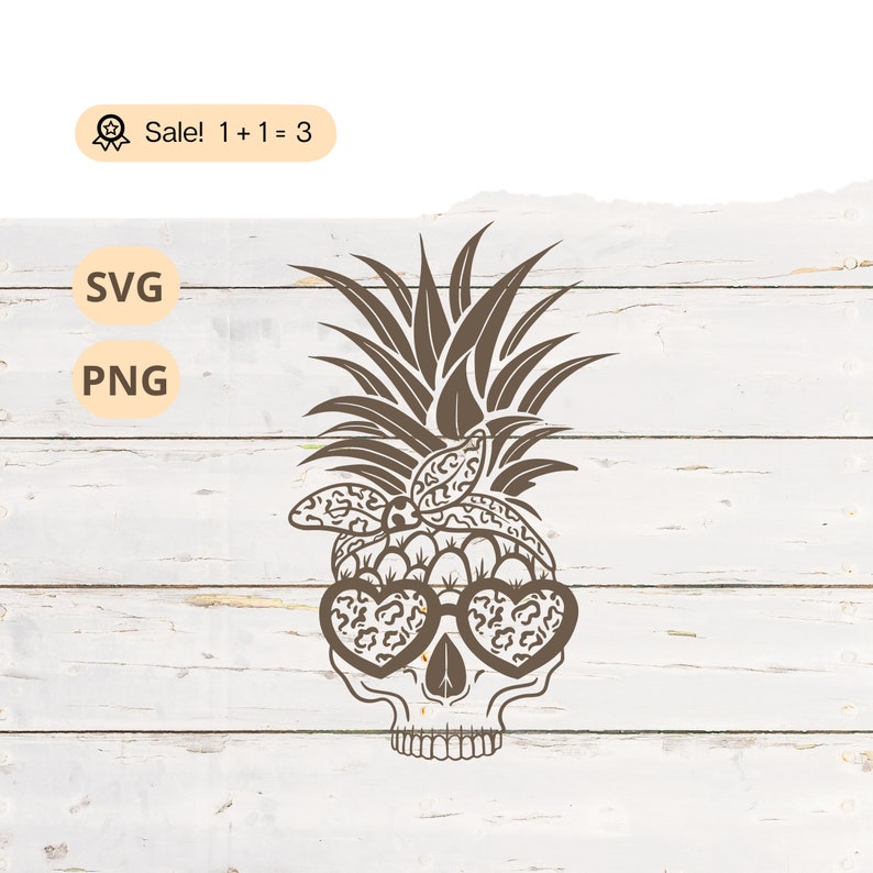 Pineapple Skull SVG, Skeleton Tattoo Clipart, Summer Aloha Design ...