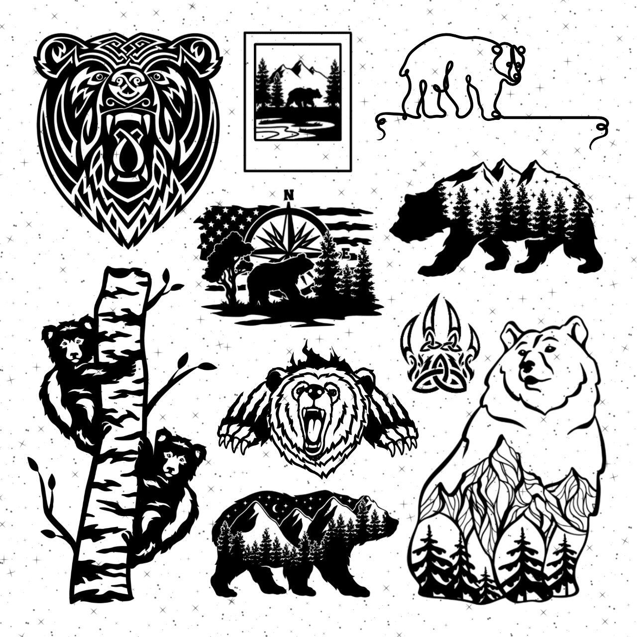 40 Bear Procreate STAMPS Bear Procreate BRUSHES Bear Tattoo - Etsy