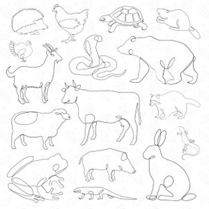 100 Line Art Animals SVG Bundle, Line Art SVG, One Line Art, Animals ...