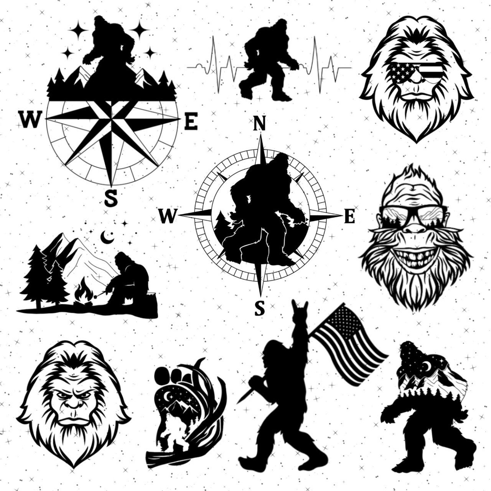 60 Funny Bigfoot SVG Bundle, Bigfoot SVG, Bigfoot Cut File, Sasquatch ...