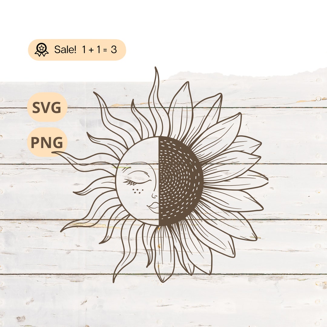 Sunflower Sun Face SVG PNG, Sunflower Svg, Sun Svg, Sun Face Svg ...