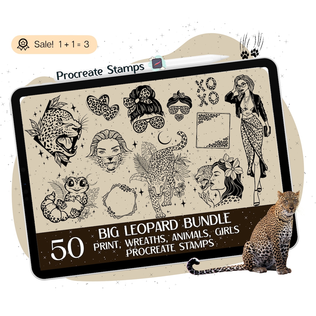 50 Leopard Print Procreate STAMPS, Leopard Procreate STAMPS, Cheetah ...