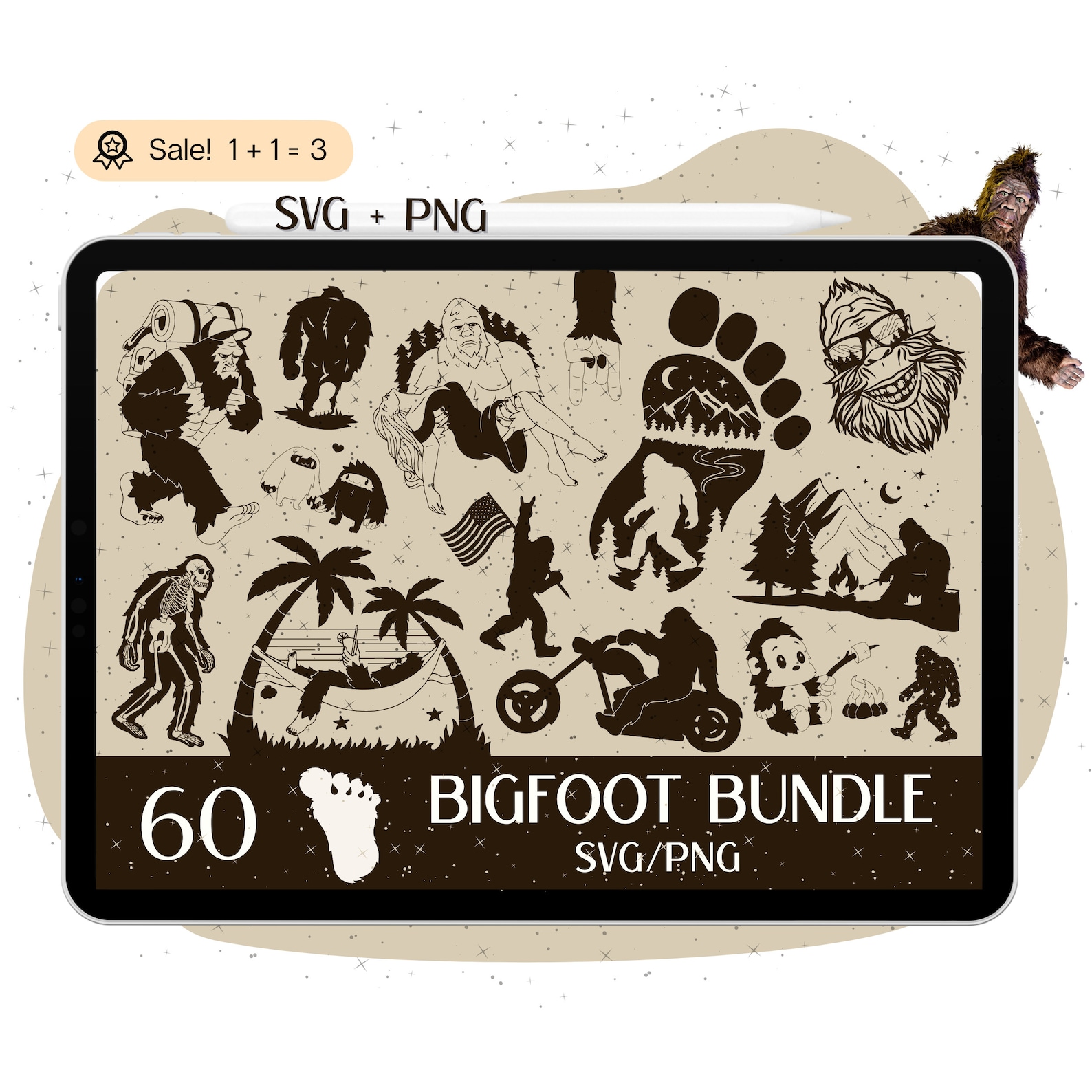 60 Funny Bigfoot SVG Bundle, Bigfoot SVG, Bigfoot Cut File, Sasquatch ...