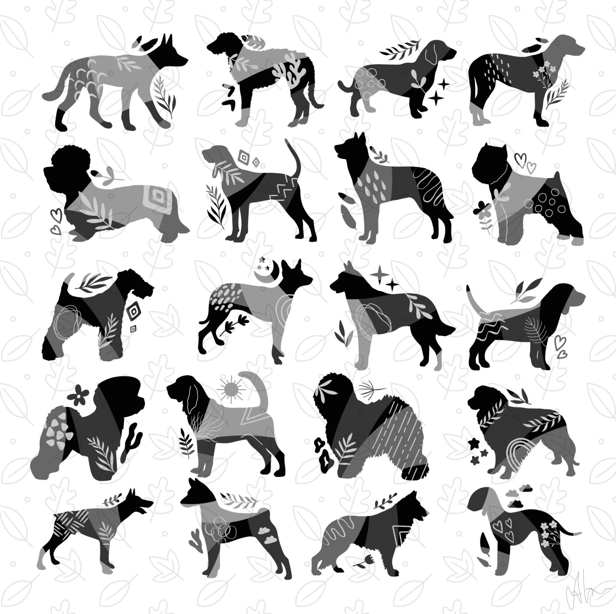 100 Boho Dog Procreate STAMPS Dog Breed Procreate STAMPS Dog - Etsy