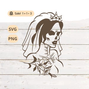 Skeleton Bride SVG, Halloween Wedding Clipart (PNG, SVG) - Etsy