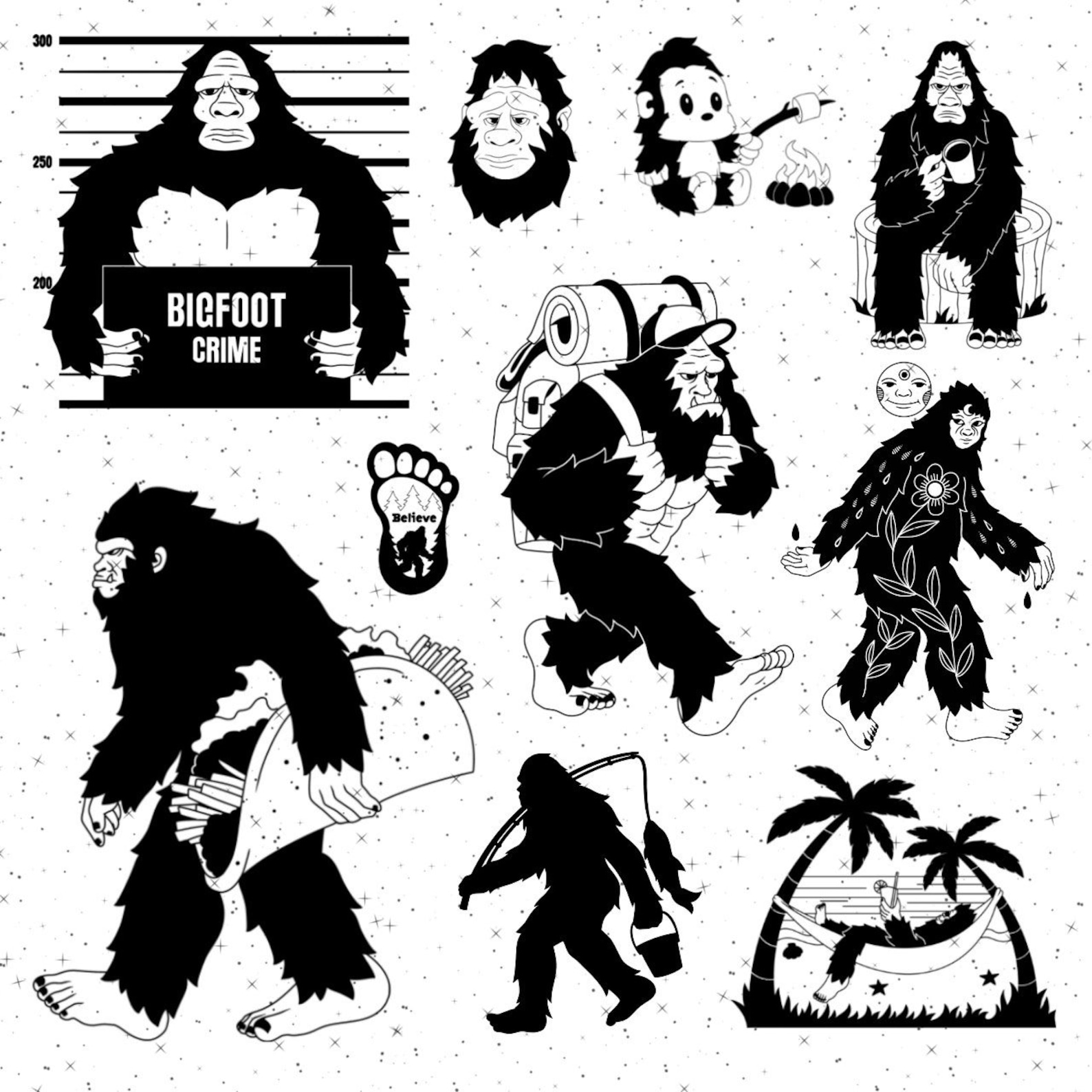 60 Funny Bigfoot SVG Bundle, Bigfoot SVG, Bigfoot Cut File, Sasquatch ...