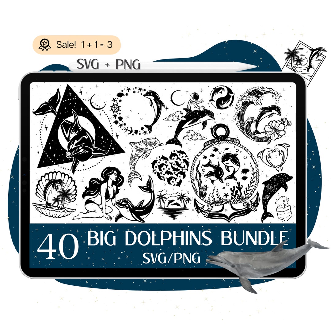 40 Cute Dolphin SVG Bundle, Dolphin SVG, Dolphin File for Cricut, Palm ...