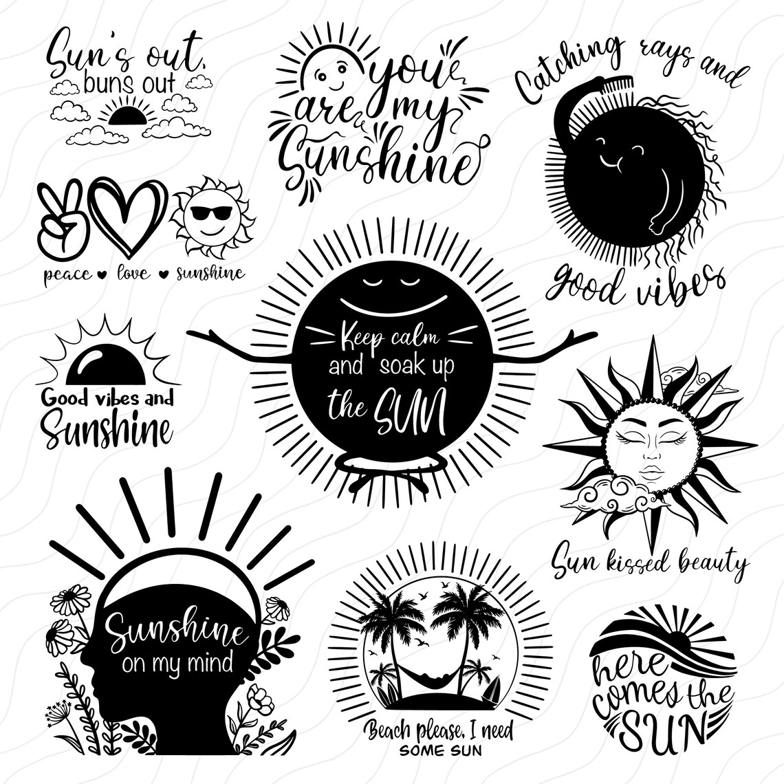 Sun SVG Bundle, Summer Clipart, Quotes, Cricut, T-shirt (digital ...
