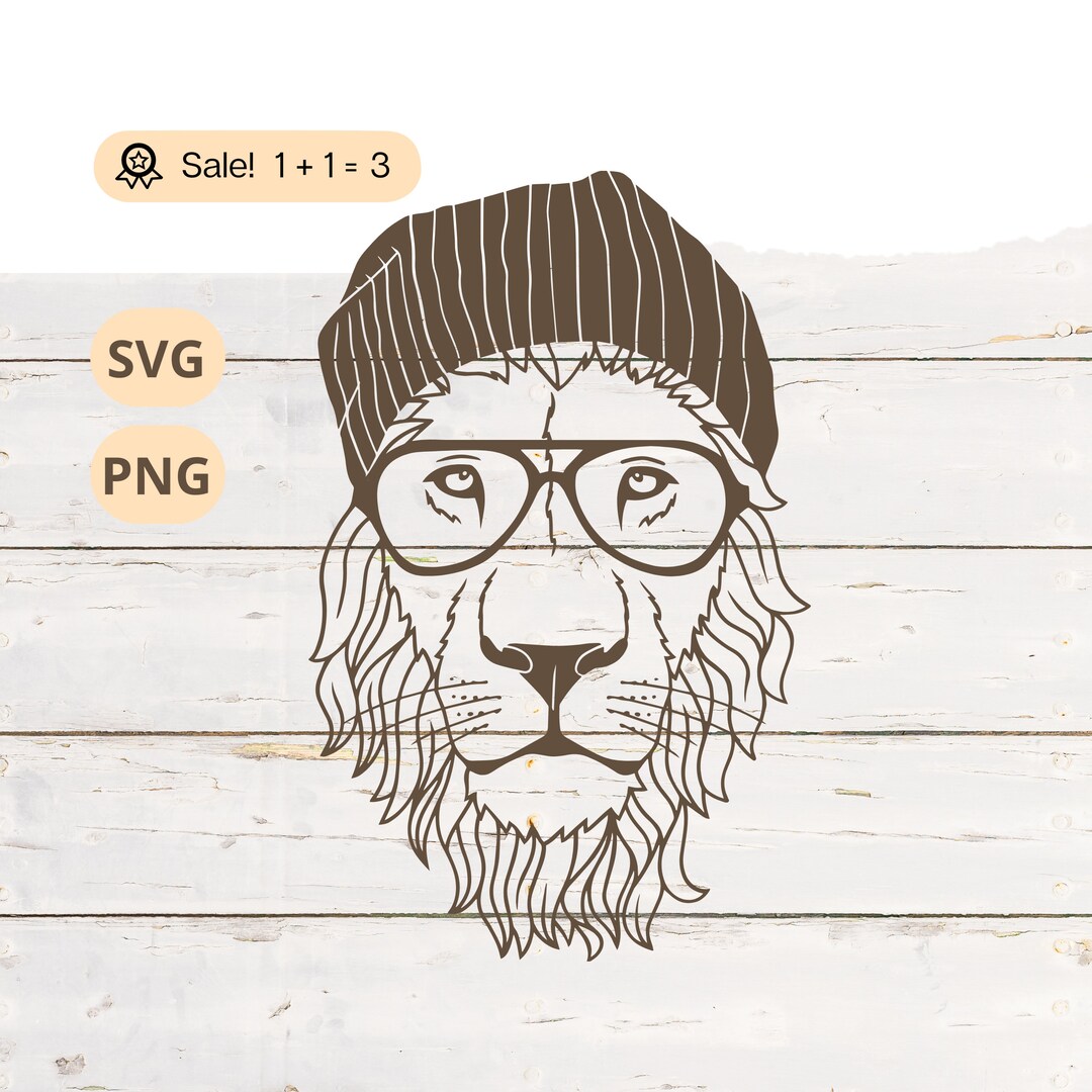Stylish Lion With Glasses SVG PNG, Lion SVG, Lion Head Svg, Animal Head ...