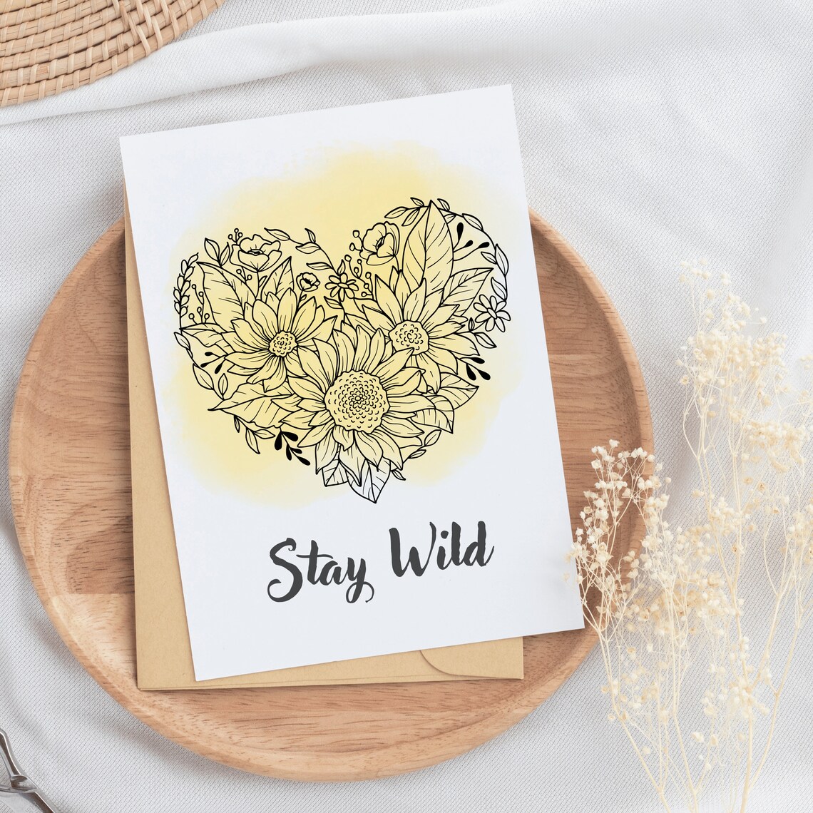 Sunflower Heart SVG, Floral Outline Design (PNG) - Etsy