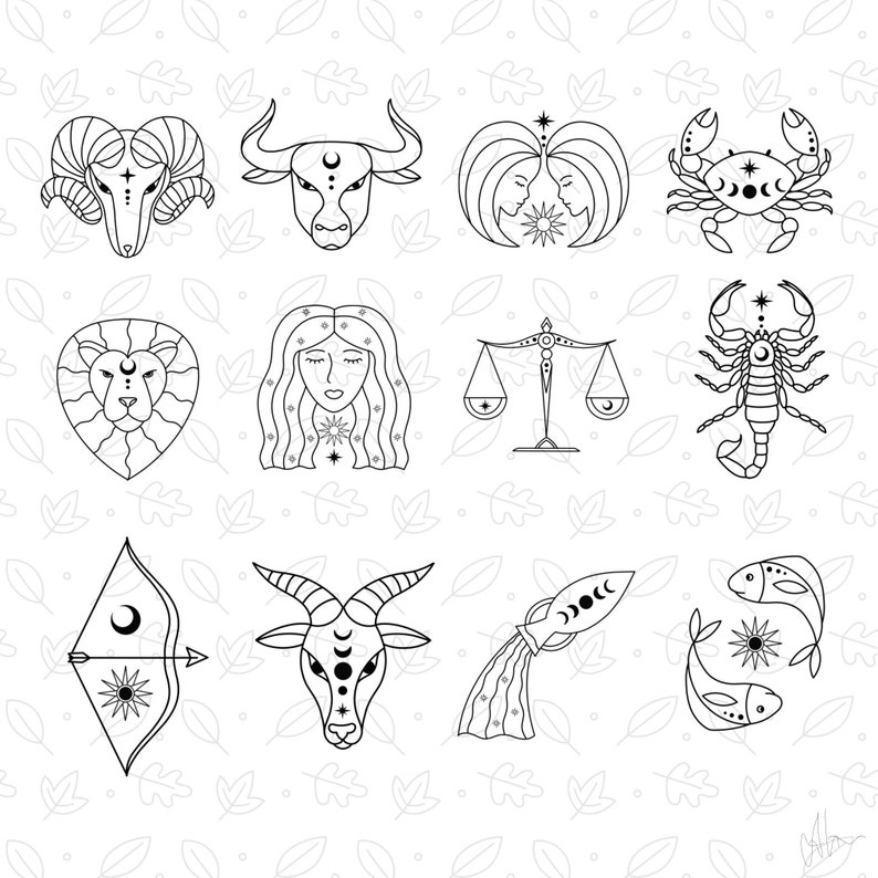 Zodiac SVG Bundle, 60 Zodiac Signs SVG File for Cricut, Zodiac ...