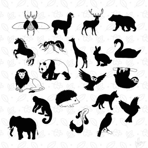 100 Animal SVG Bundle, Animal Silhouette SVG, Wild Animal SVG File for ...