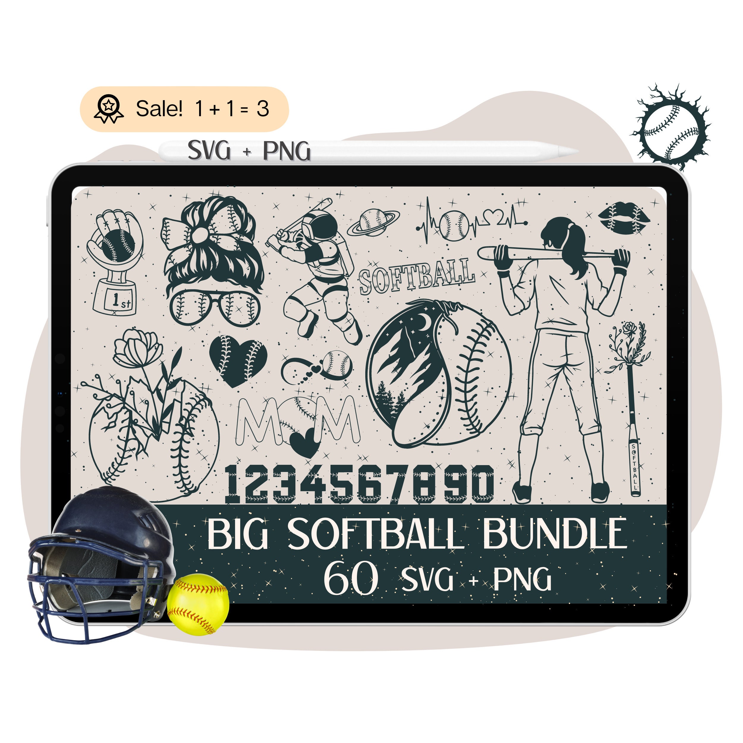 60 Softball SVG PNG Bundle, Mom Designs (digital Download) - Etsy