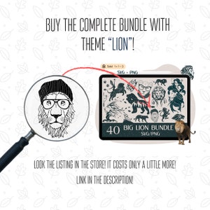 Stylish Lion With Glasses SVG PNG, Lion SVG, Lion Head Svg, Animal Head ...
