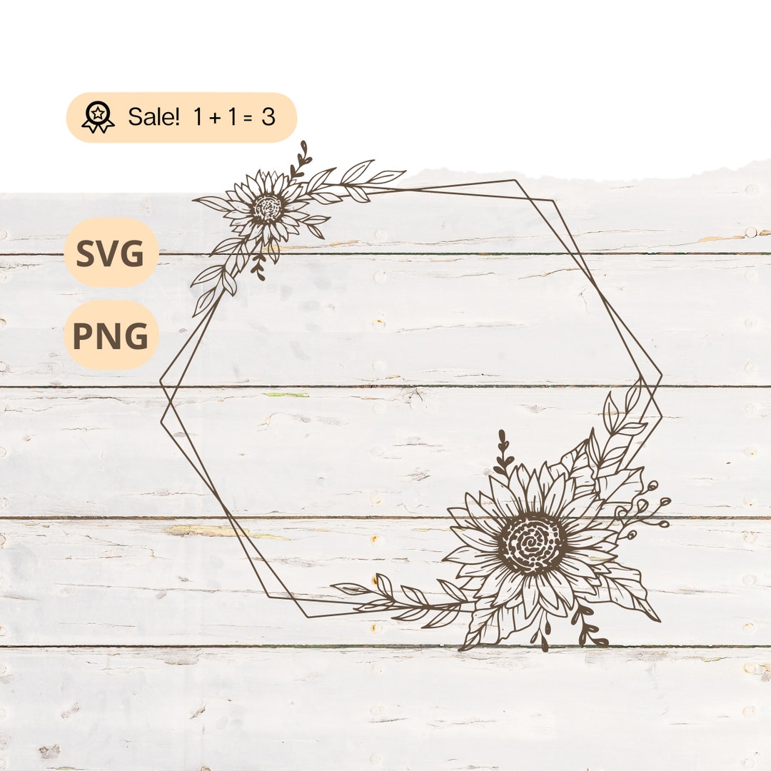 Sunflower Monogram Frame, Floral Wreath SVG PNG (digital Download) - Etsy
