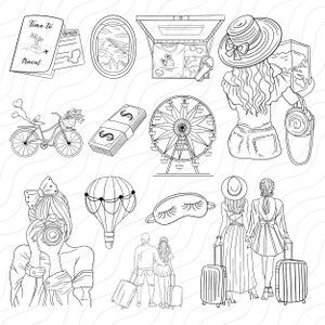 100 Travel Procreate STAMPS, Travel Signs, Journey Procreate STAMPS ...