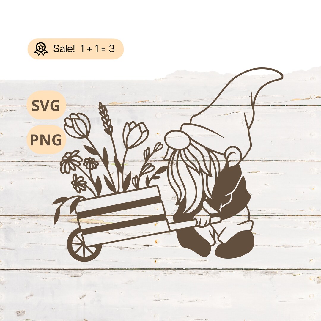 Garden Gnome Svg Png Gnome Svg Spring Gnome Svg Spring Svg Wildflower Svg Gnome File For