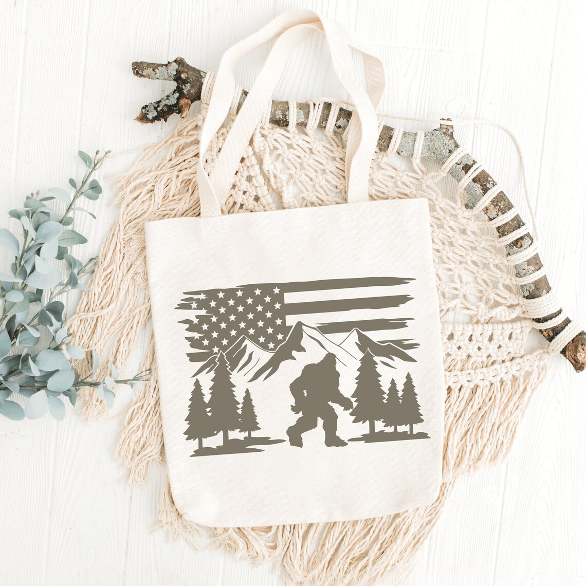 Bigfoot Mountain American Flag SVG PNG, Patriotic Yeti Design - Etsy