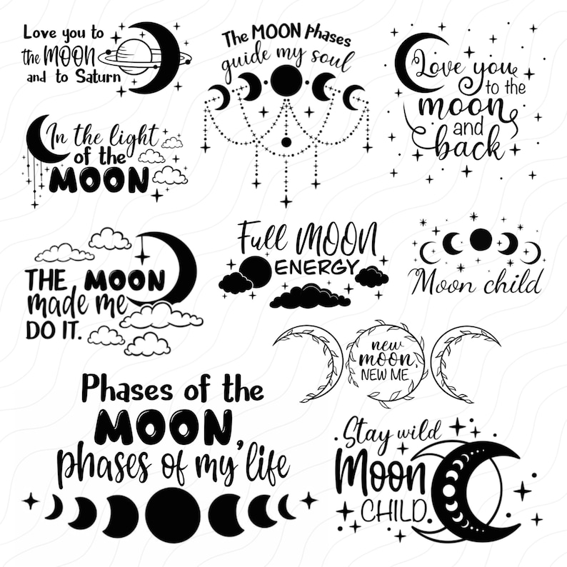 60 Celestial Moon SVG Bundle, Moon SVG, Moon Phase Svg, Moon Quotes Svg ...