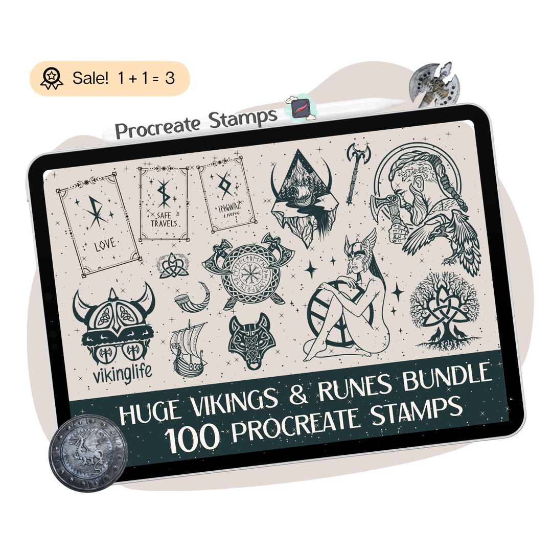 100 Vikings Procreate STAMPS, Runes Procreate STAMPS, Viking Runes ...