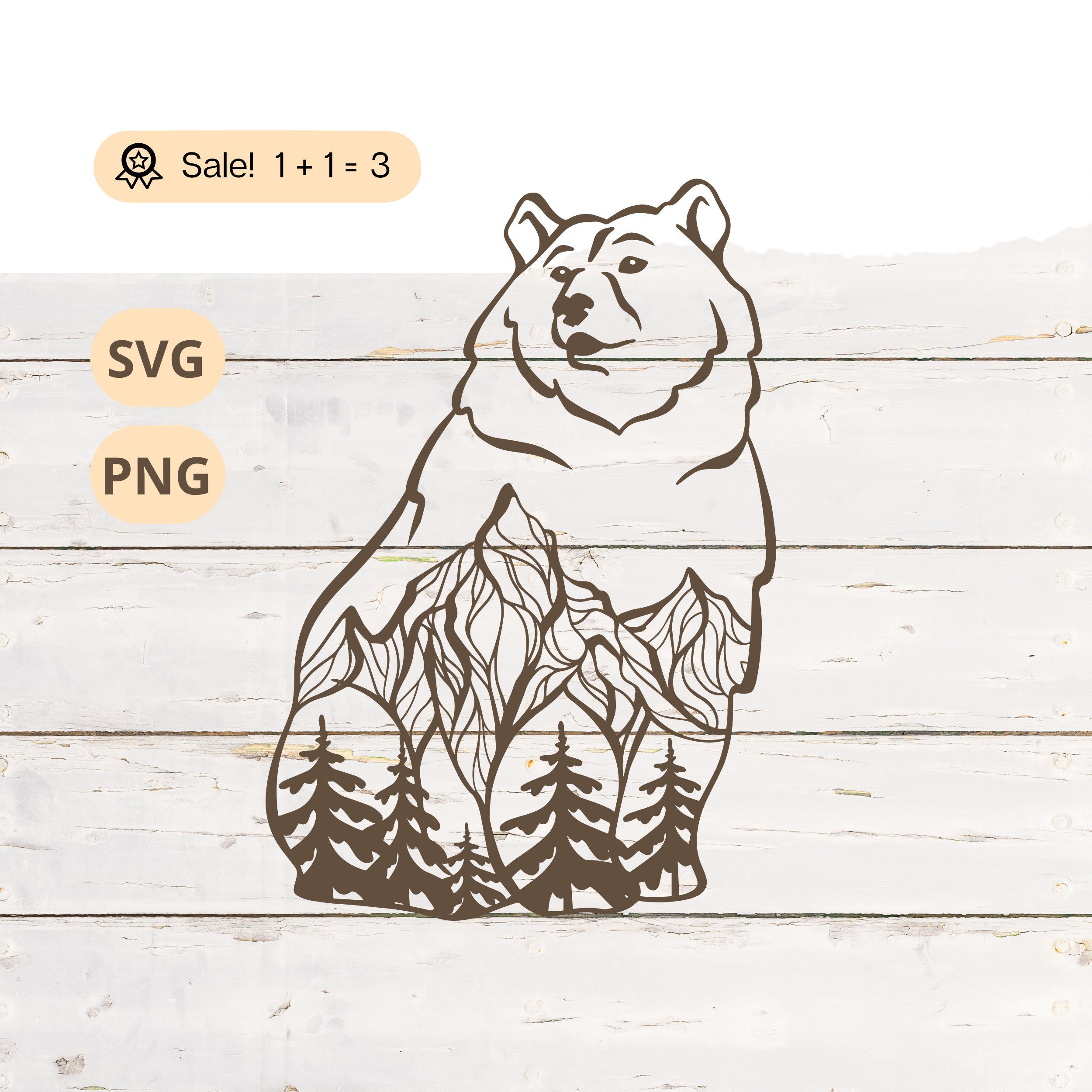 Bear Mountain Scene SVG, PNG, Adventure Landscape, Cricut - Etsy