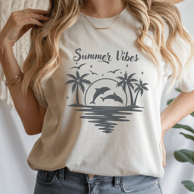 Sunset Scene SVG Sunset Life Island Palm Beach Dolphin Svg - Etsy