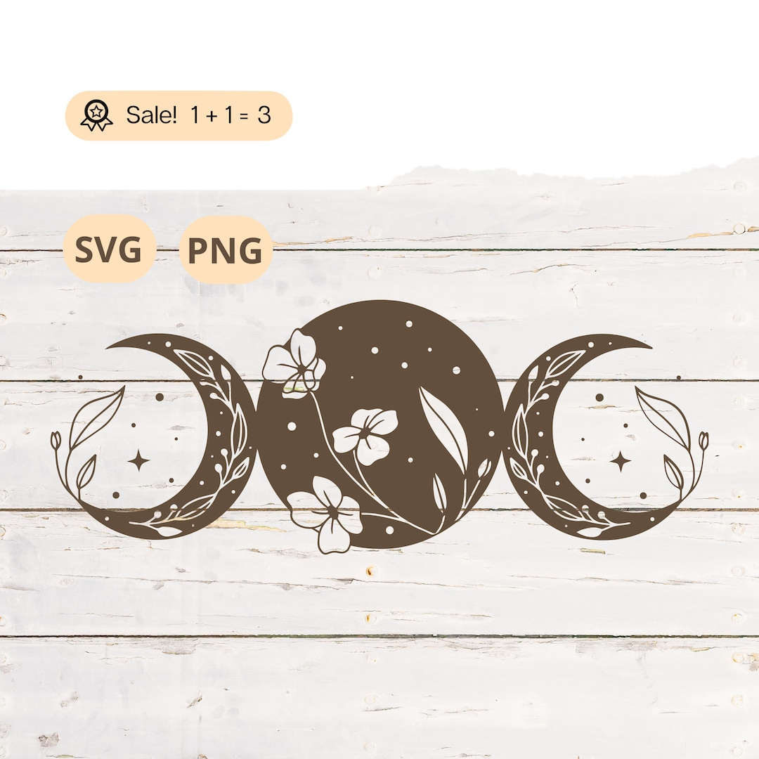 Triple Moon SVG, Moon Svg, Moon Phase Svg, Stars Svg, Wildflower Svg ...