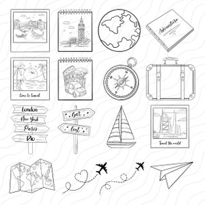 100 Travel Procreate STAMPS, Travel Signs, Journey Procreate STAMPS ...