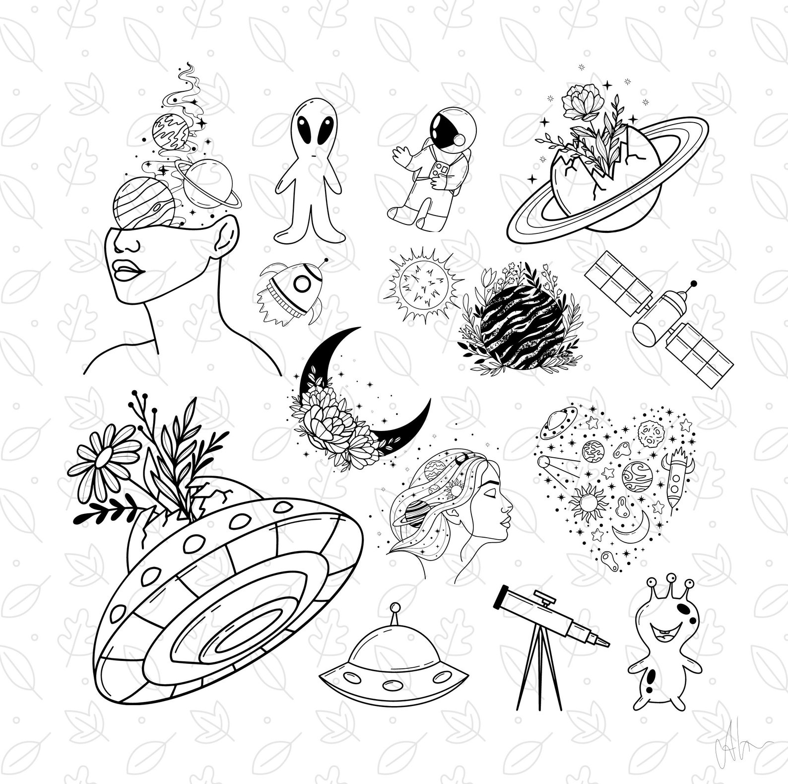 Outer Space SVG Bundle, Celestial Stars, Moon, Astronaut (40 SVG + PNG ...