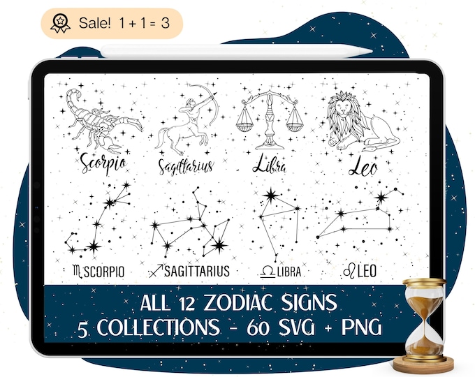 Zodiac Constellation Svg Bundle, Zodiac Sign Cut File for Cricut ...