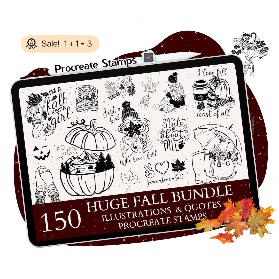 150 Fall Procreate Stamps, Leaves, Quotes (digital Download) - Etsy