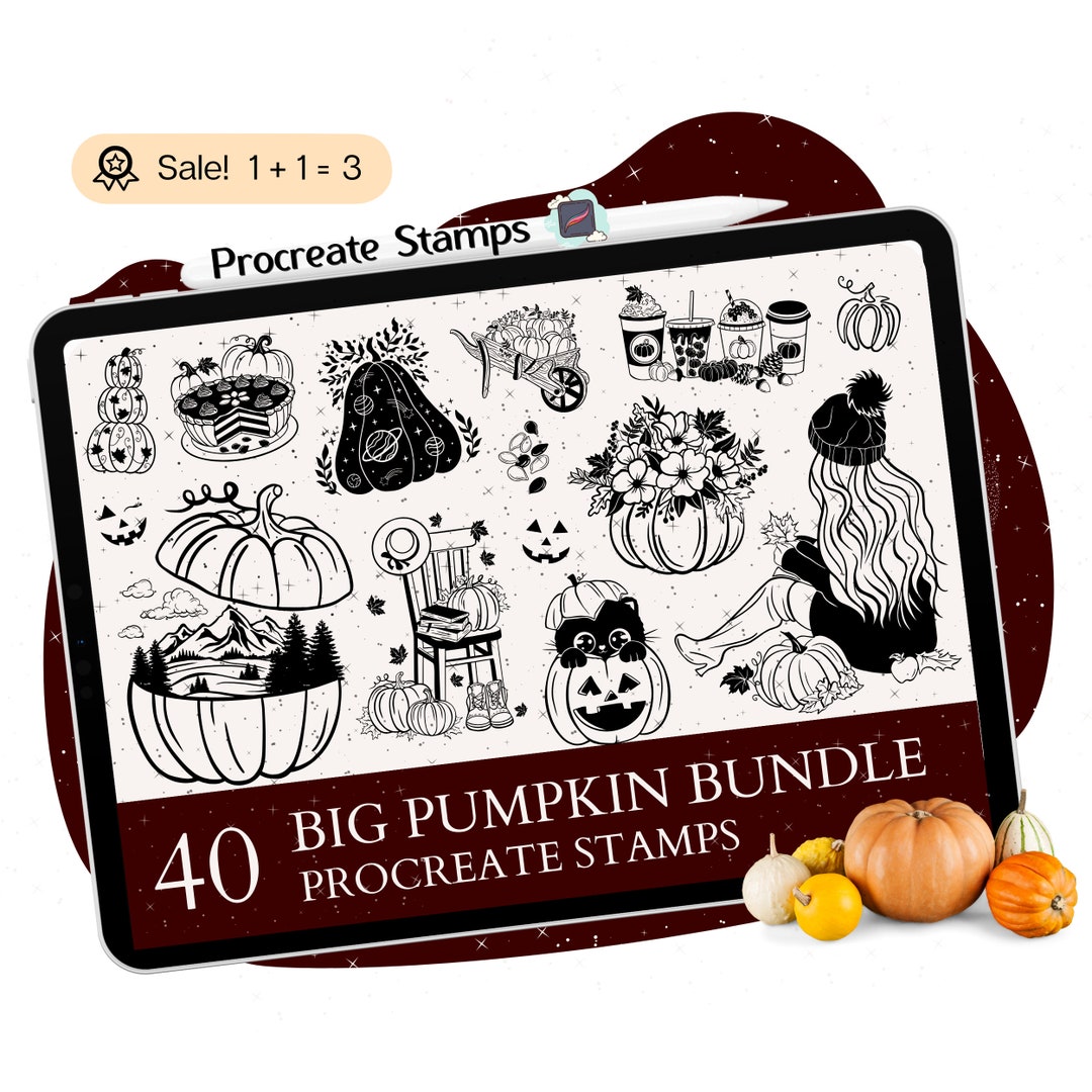 40 Pumpkin Procreate STAMPS, Pumpkin Procreate BRUSHES, Pumpkin Patch ...