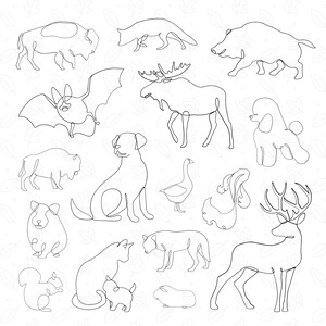 100 Line Art Animals SVG Bundle, Line Art SVG, One Line Art, Animals ...
