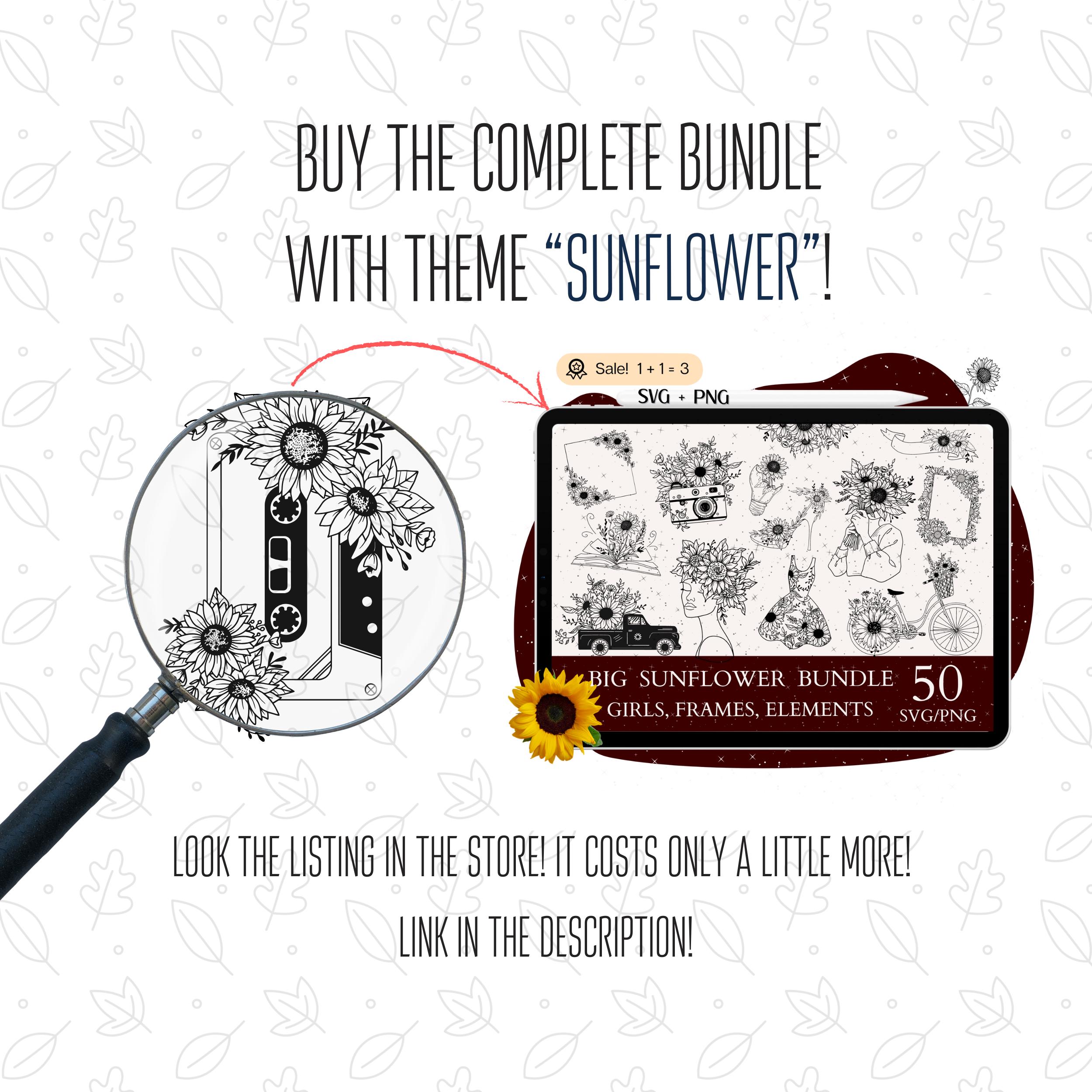Sunflower Cassette Tape SVG PNG, Wildflower Music Design - Etsy