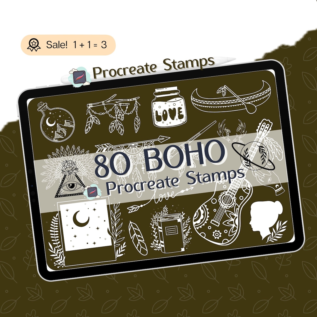 80 Boho Procreate Stamps, Hippie Adventure Brushes (commercial Use) - Etsy